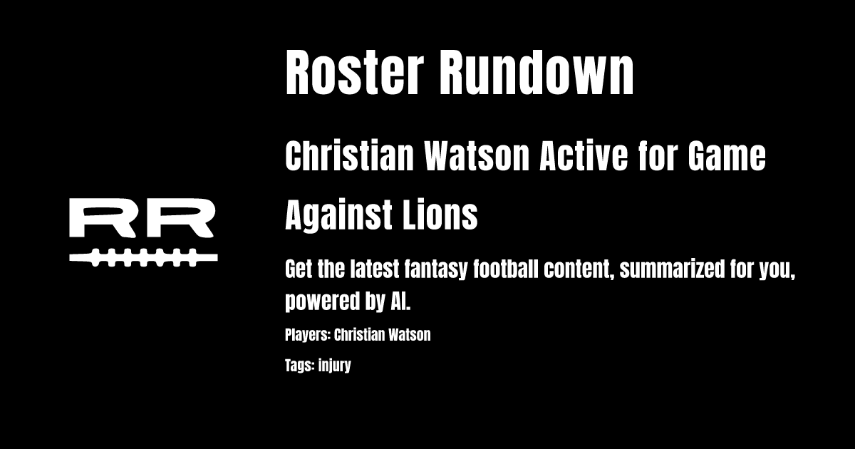 Christian Watson Active for Game Against Lions