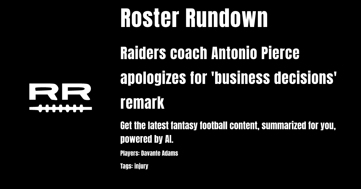 Raiders coach Antonio Pierce apologizes for 'business decisions' remark