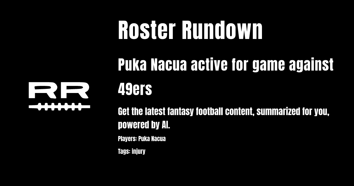 Puka Nacua active for game against 49ers