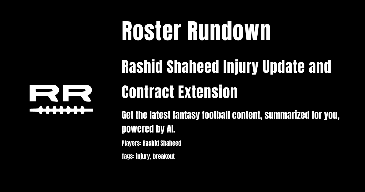 Rashid Shaheed Injury Update and Contract Extension
