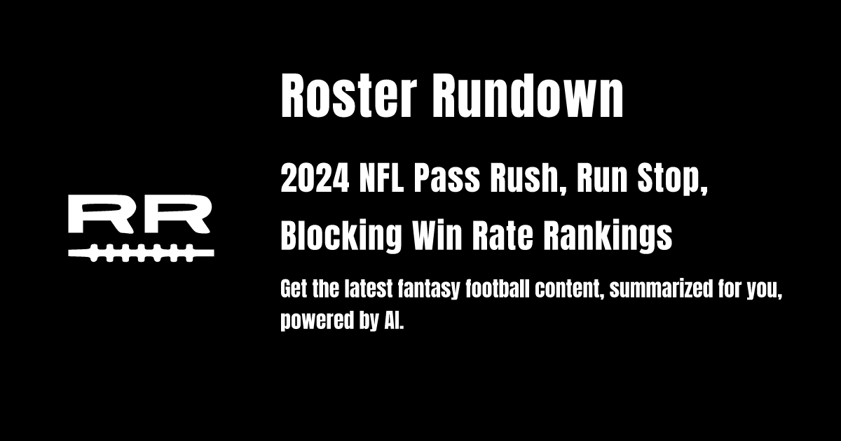 2024 NFL Pass Rush, Run Stop, Blocking Win Rate Rankings